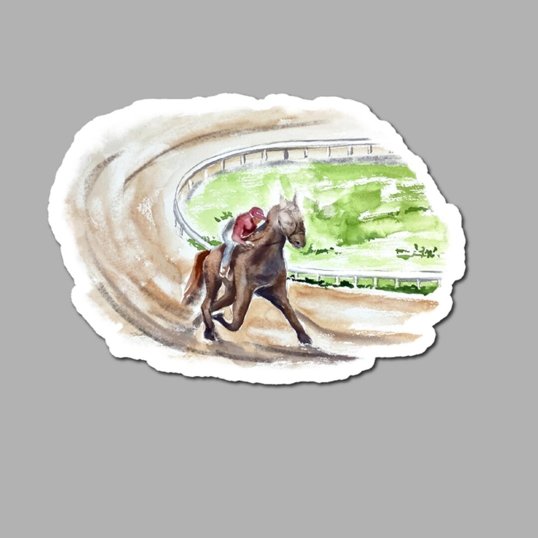 Derby Racehorse on Track Sticker - Welcome Stickers - Greeting Sticker ...