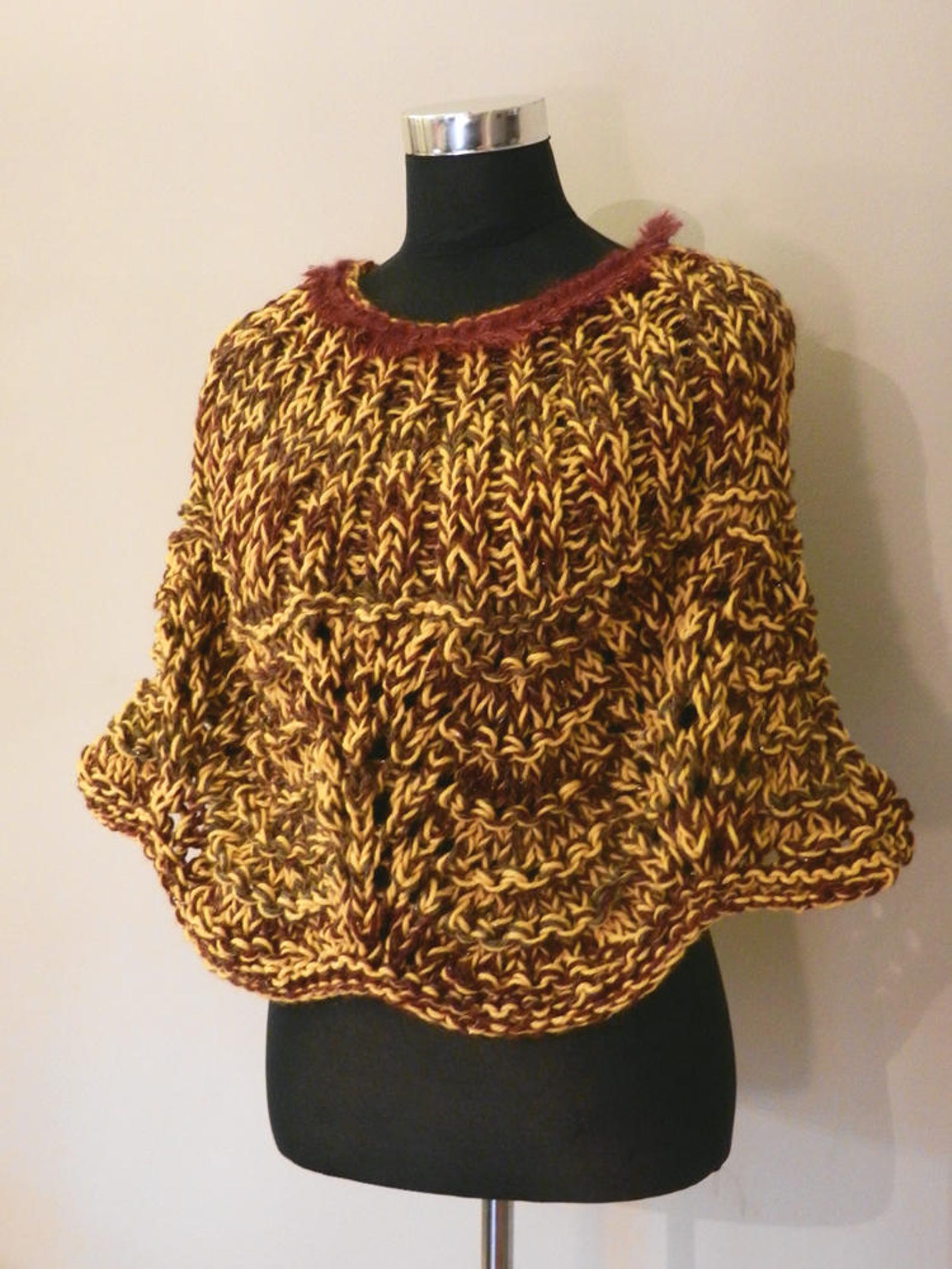 Yellow Cape Coat, Wool Cape, Burgundy Cape, Women Cape Coat, Warm Coat ...