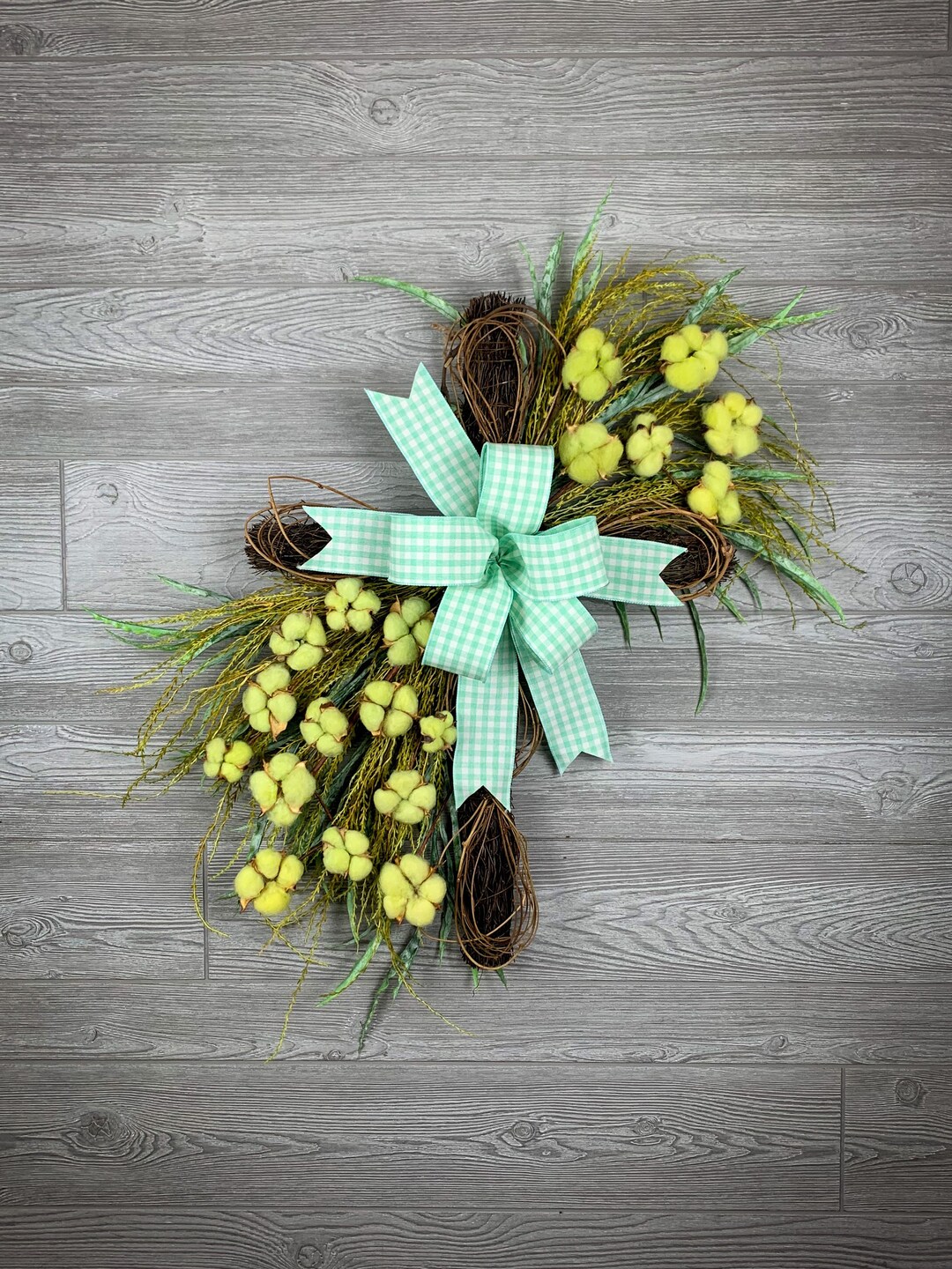 Cross Wreath, Cotton Wreath, Front Door Wreath - Etsy