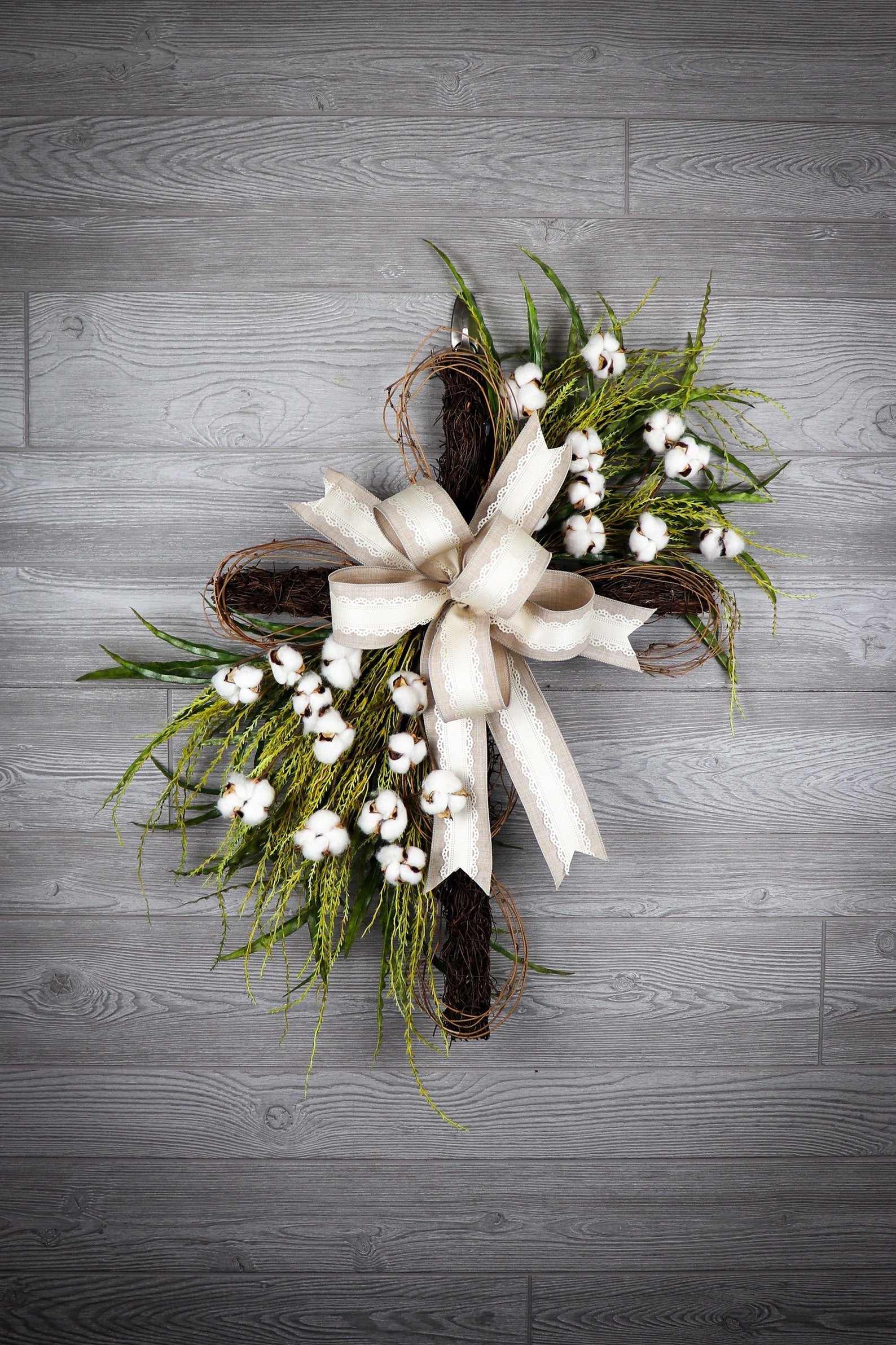 Door Wreaths Cross Wreath Cotton Wreath Everyday Wreaths - Etsy