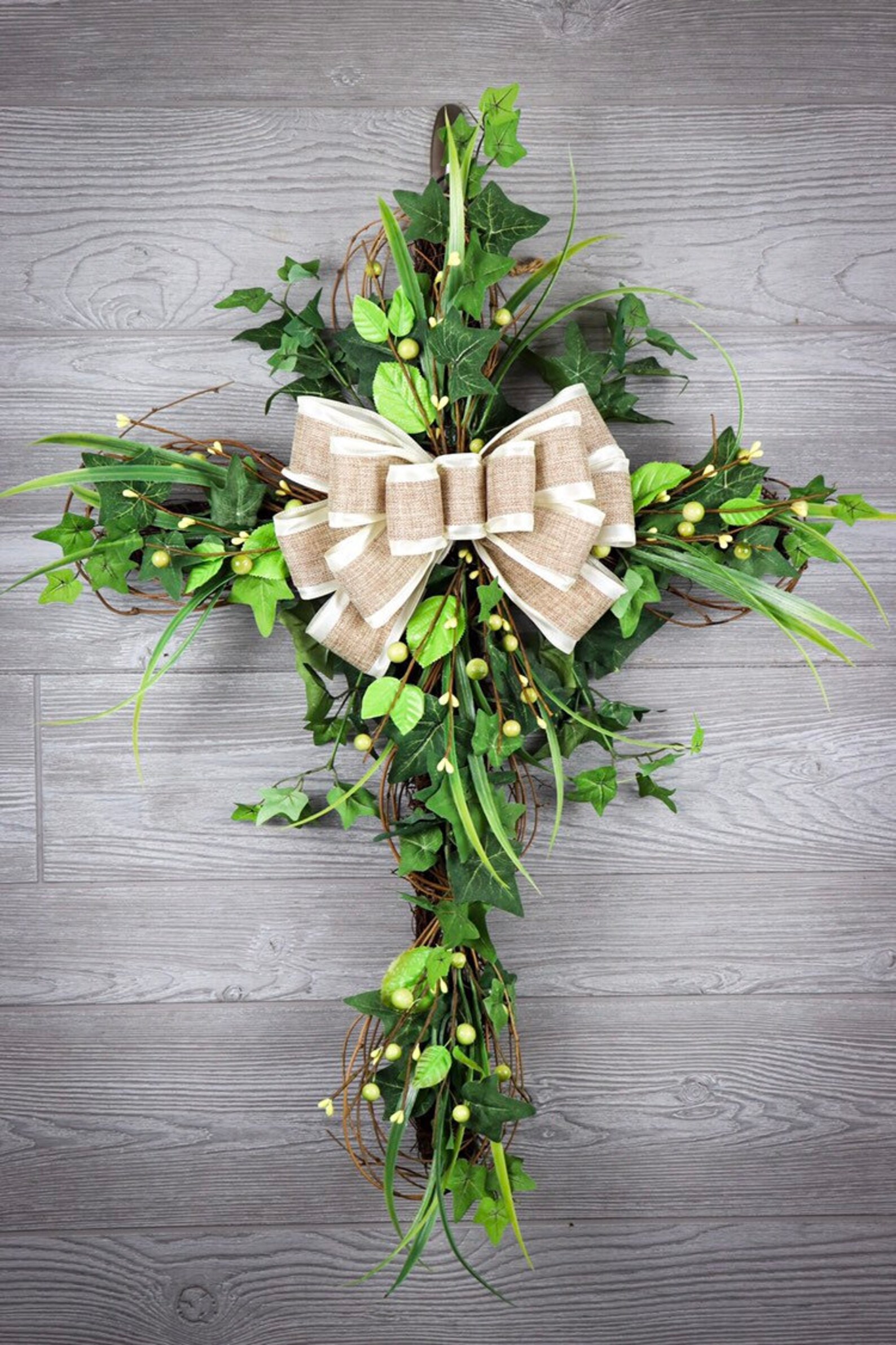 Wreath Cross, Greenery Wreath, Front Door Wreath - Etsy