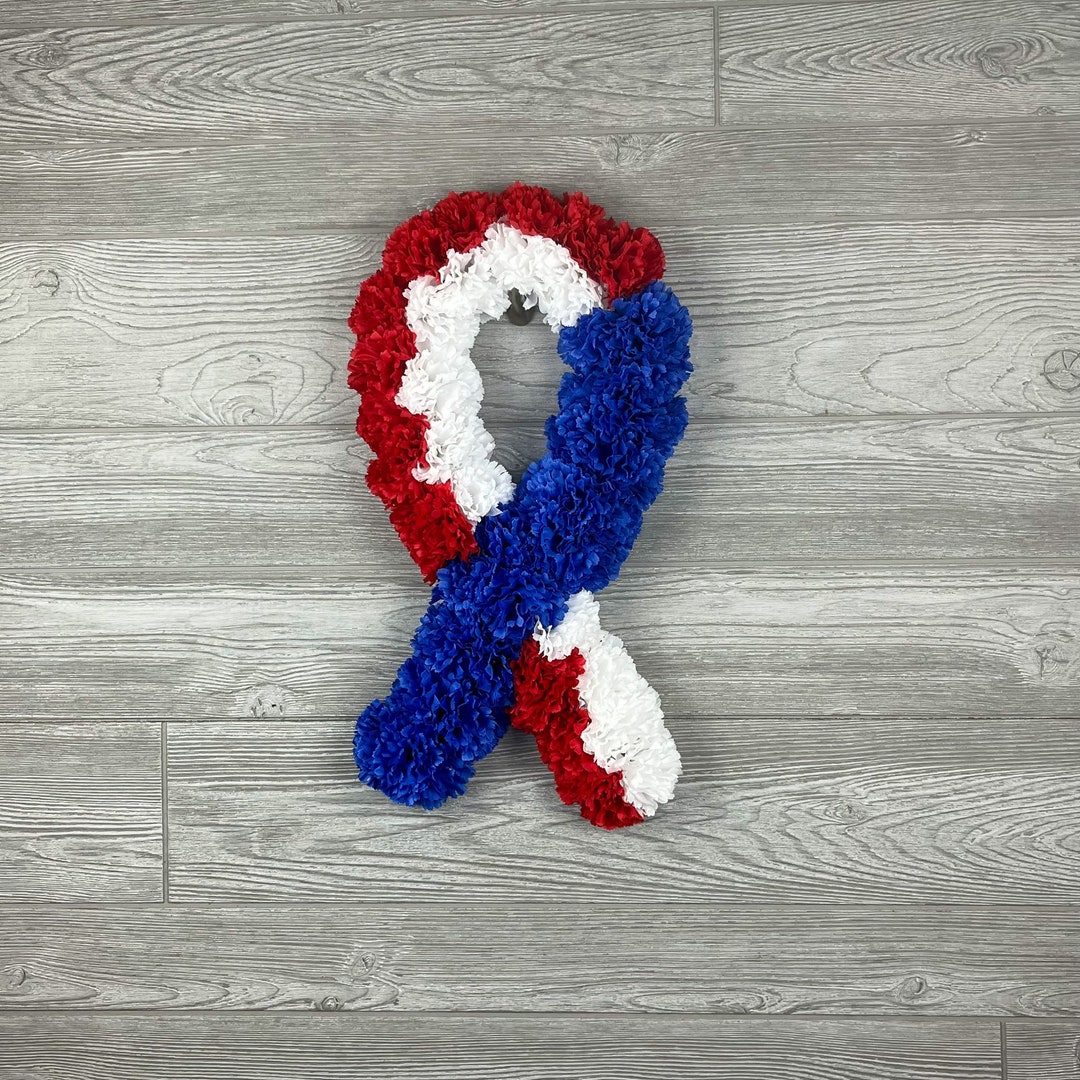 Red, White and Blue Awareness Wreath, Patriotism, Remembering 9/11 ...