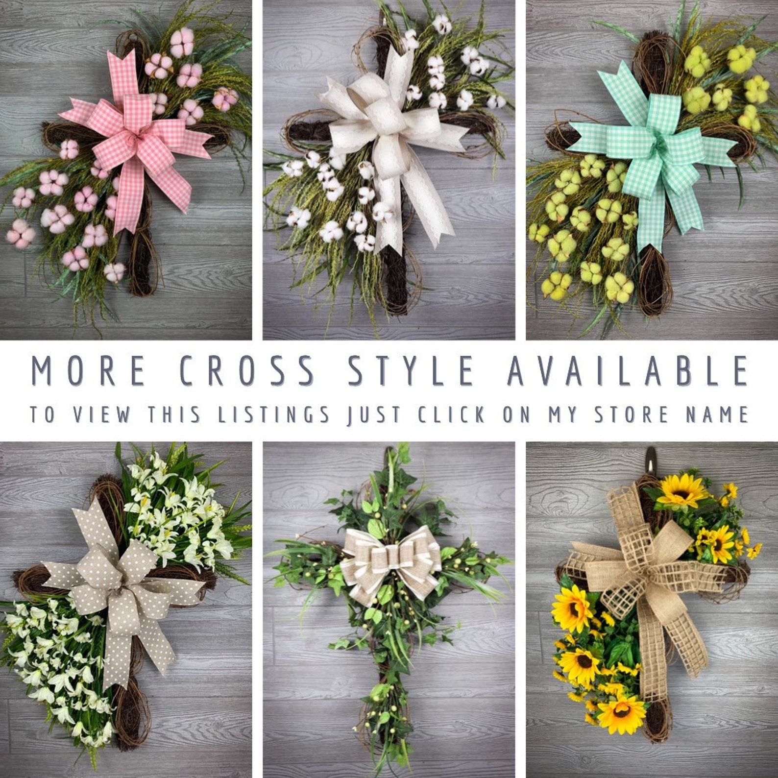 Door Wreaths Cross Wreath Cotton Wreath Everyday Wreaths - Etsy