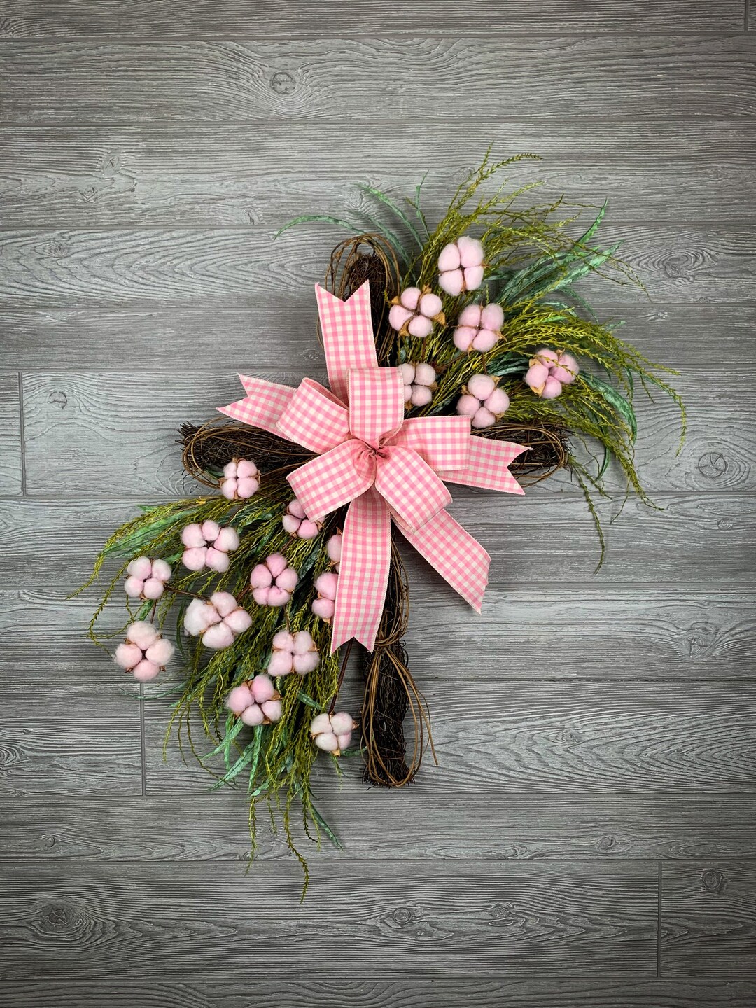 Cross Wreath, Cotton Wreath, Front Door Wreath - Etsy