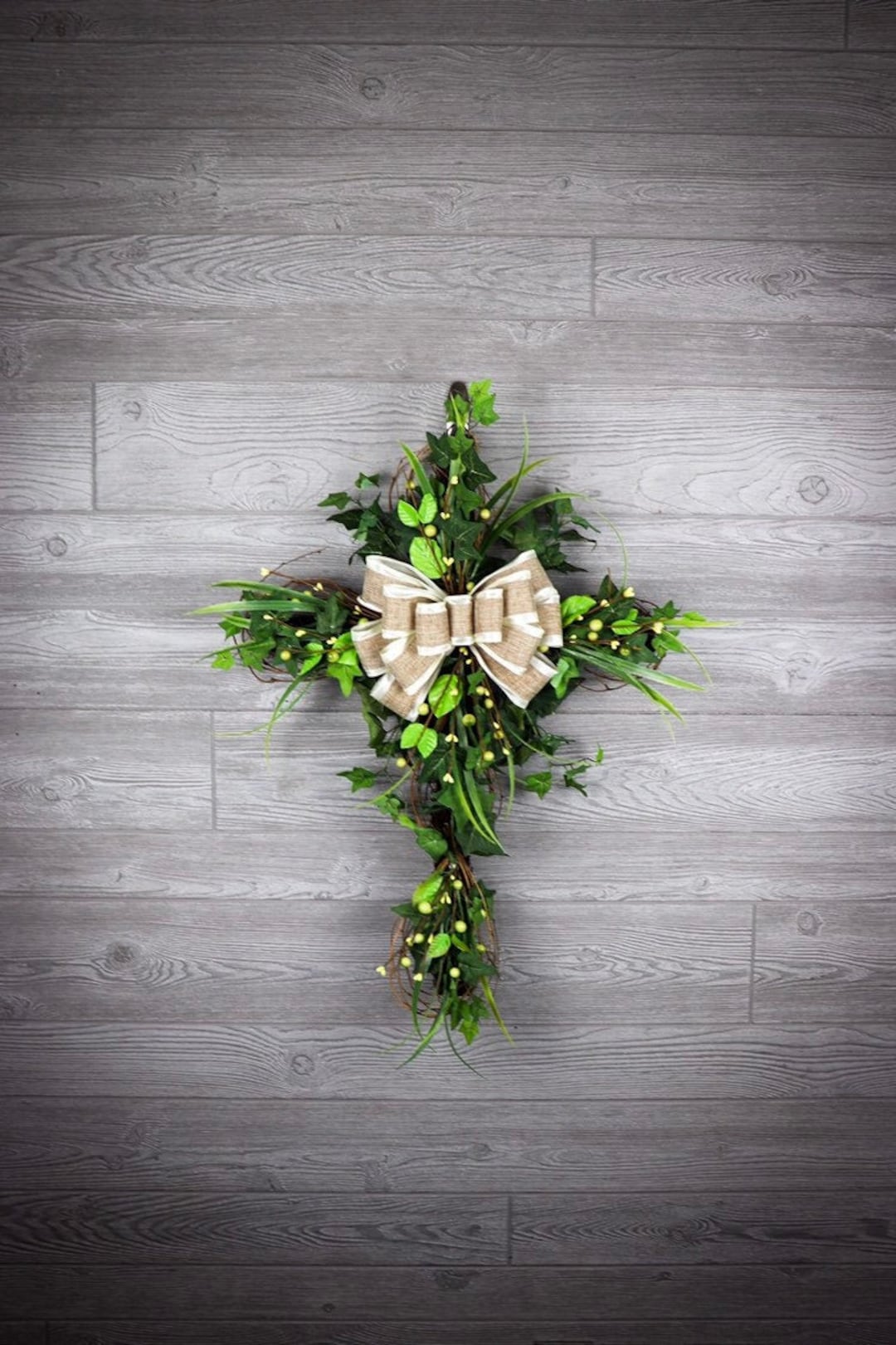 Wreath Cross, Greenery Wreath, Front Door Wreath - Etsy
