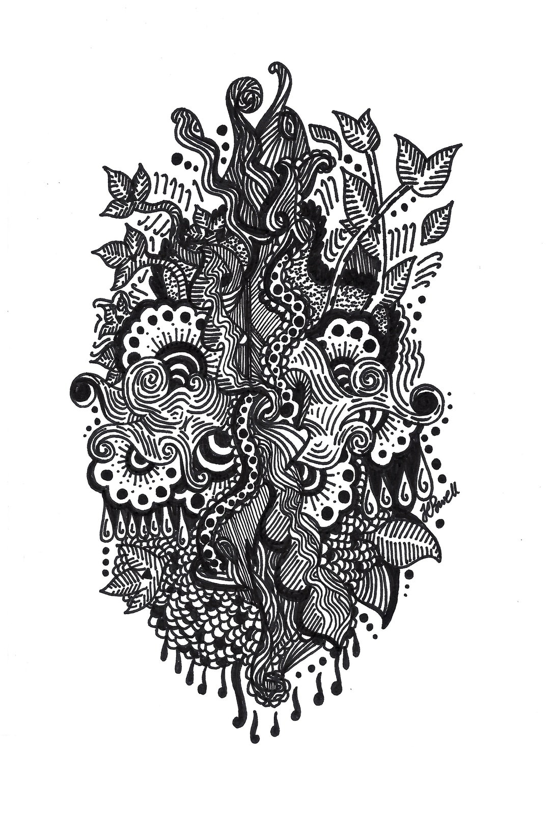 Original Artwork: Intricate Abstract Drawing With Pen - Etsy