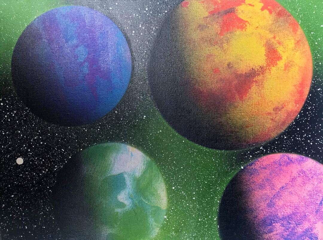 Spray Painting of Night Sky - Bright Colourful Artwork - Spray Painting ...