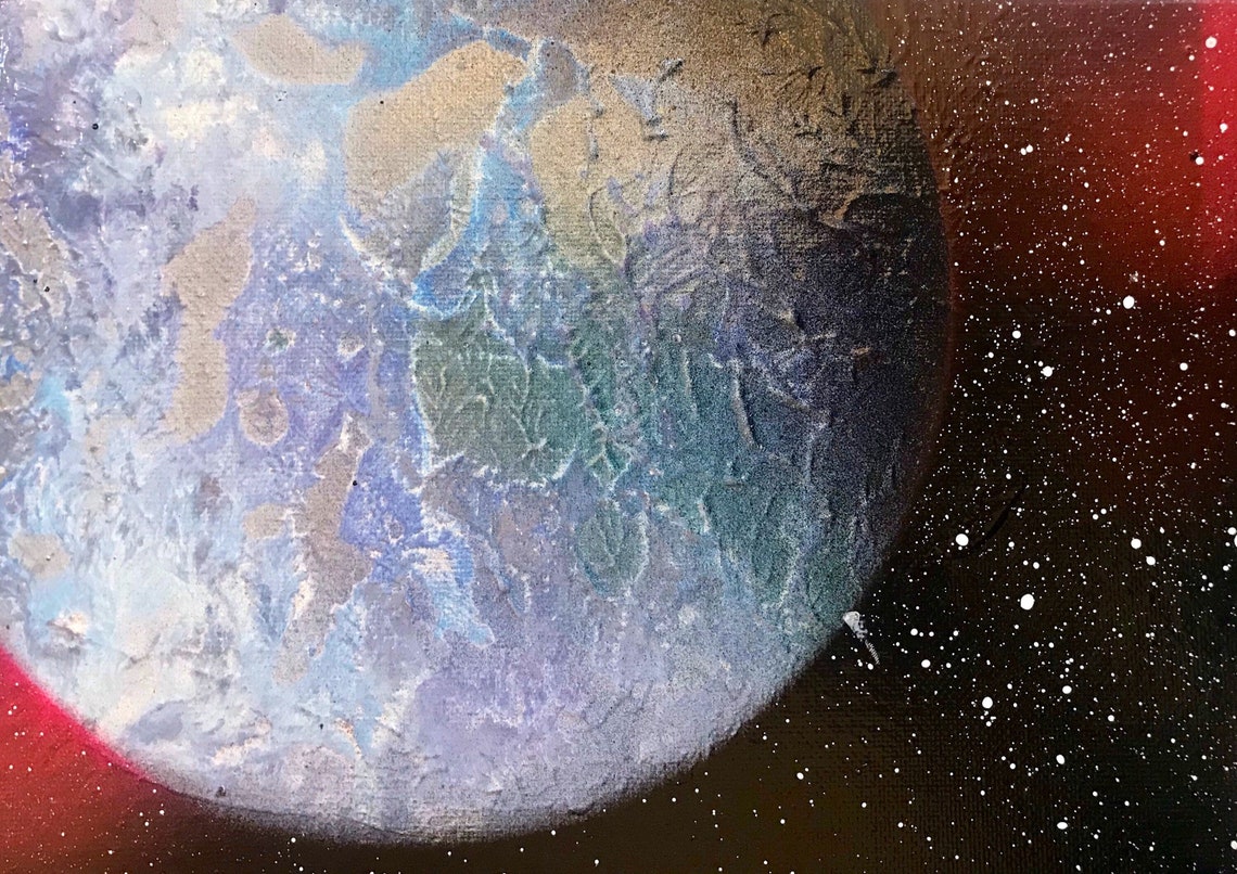 Spray Painting of Night Sky - Green and Pink Artwork - Spray Painting ...