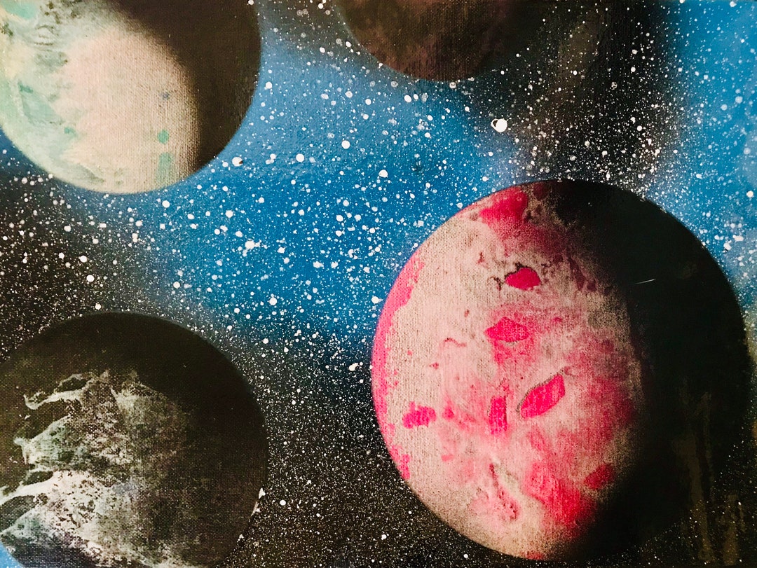 Spray Painting of Night Sky - Blue and Pink Artwork - Spray Painting ...