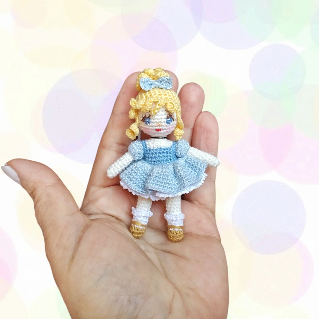 Cinderella Girl, Mini Amigurumi Crochet Doll 8 Cm 3.1 Tall. Gift for ...