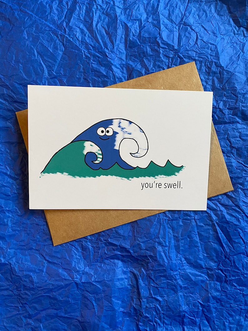 You're Swell -- Handmade Card -- Ocean / Wave Postcard - Etsy