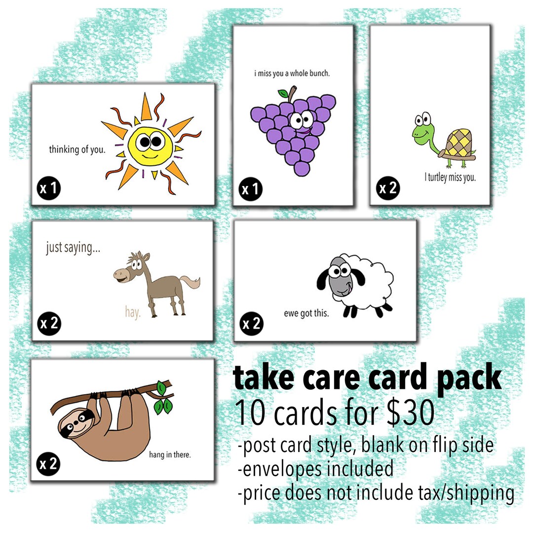 Take Care Card Pack - Pack of 10 Postcard Style Cards - Etsy