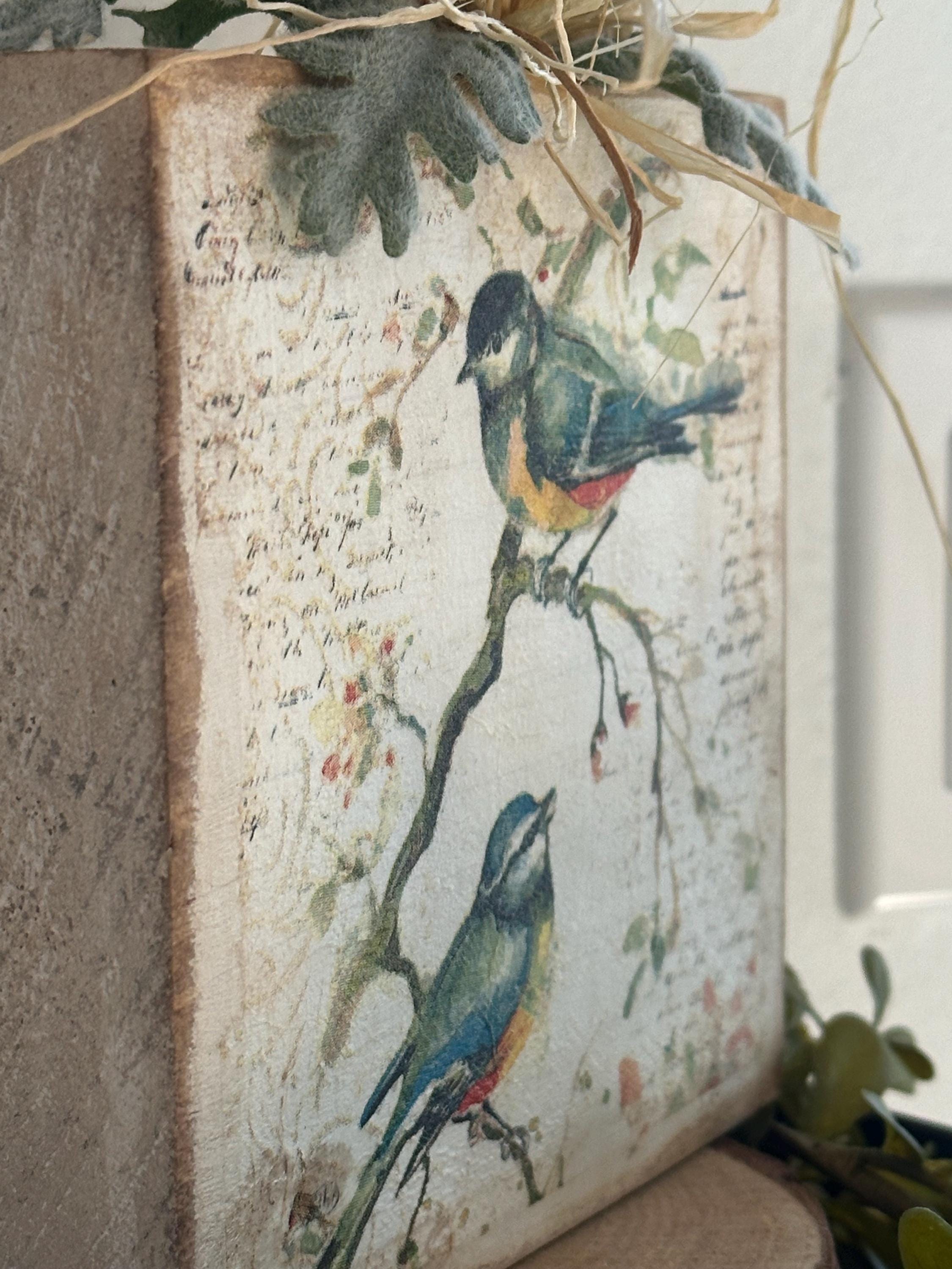 Spring Wood Block Decoration With Blue Birds - Etsy
