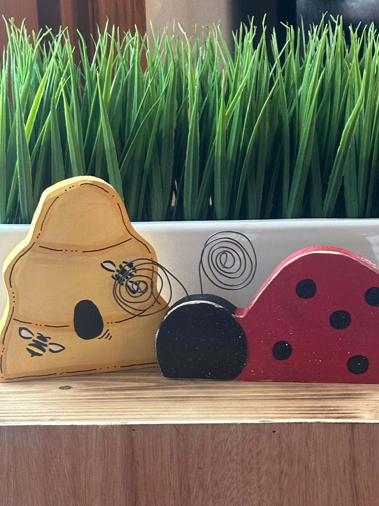 Summer Themed Wood Shelf Sitters Ladybug & Bee Hive - Etsy