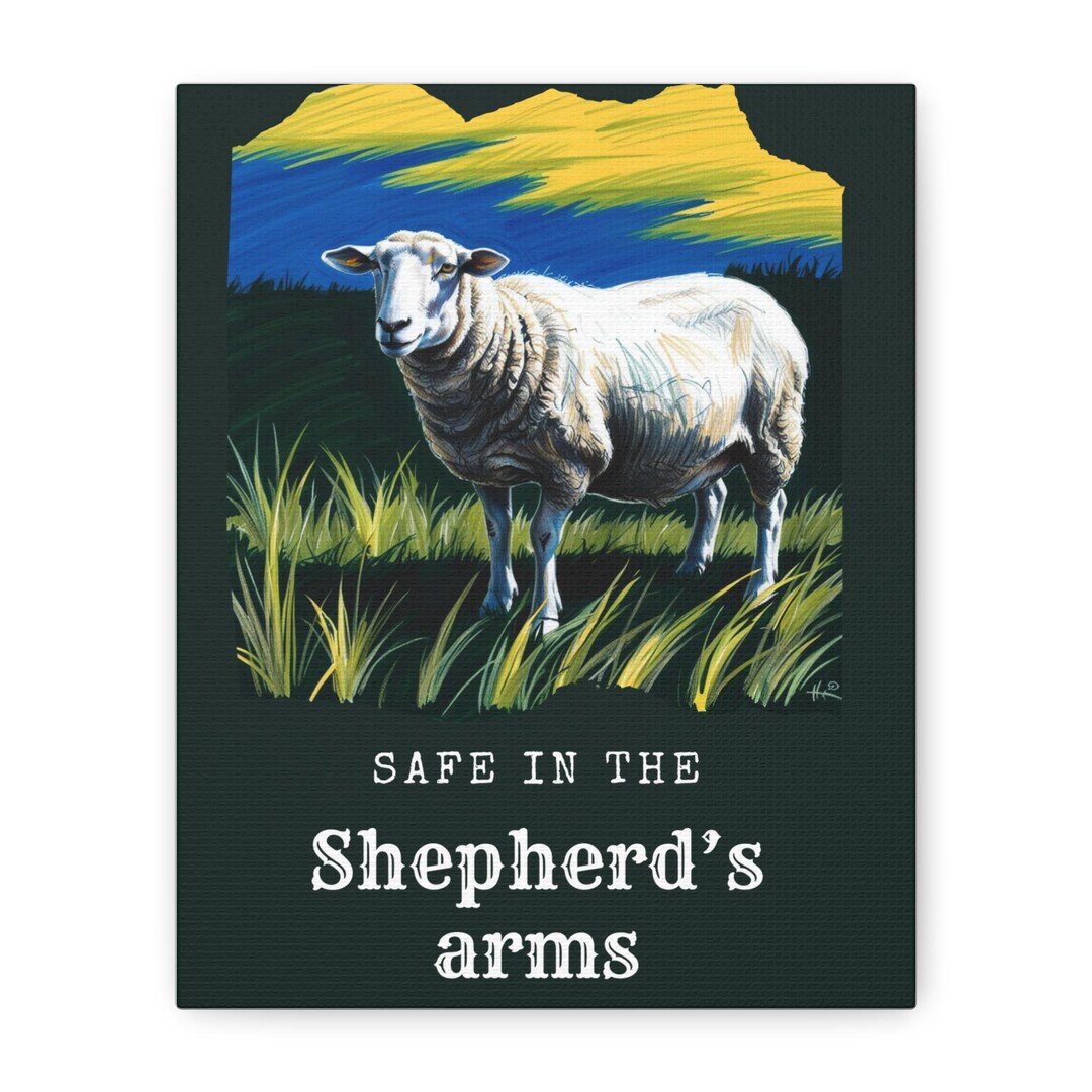 Biblical Sheep Wall Art, Safe in the Shepherd's Arms, Religious Home ...