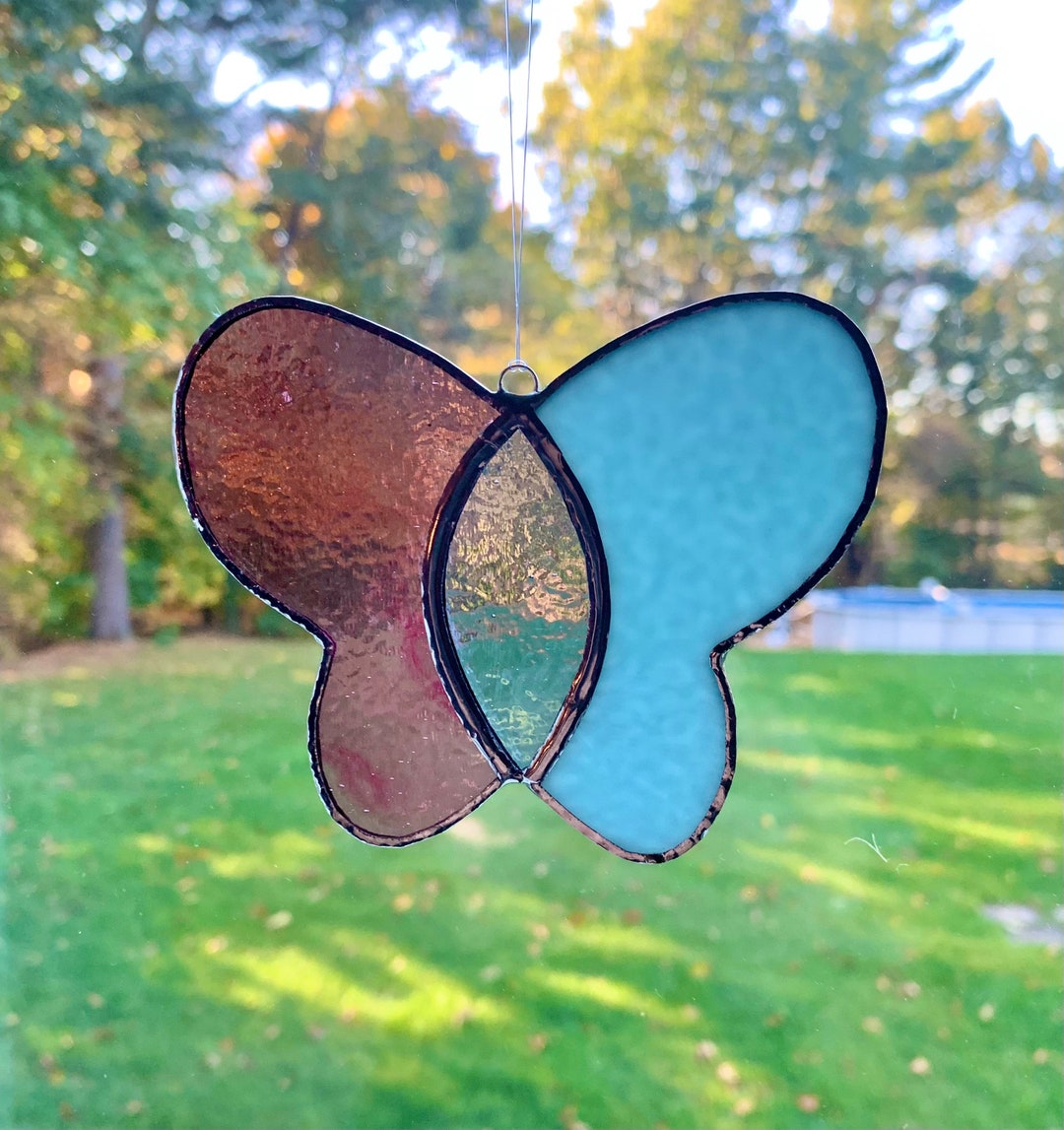 EB Charity Butterfly Stained Glass Suncatcher Ornament Includes ...