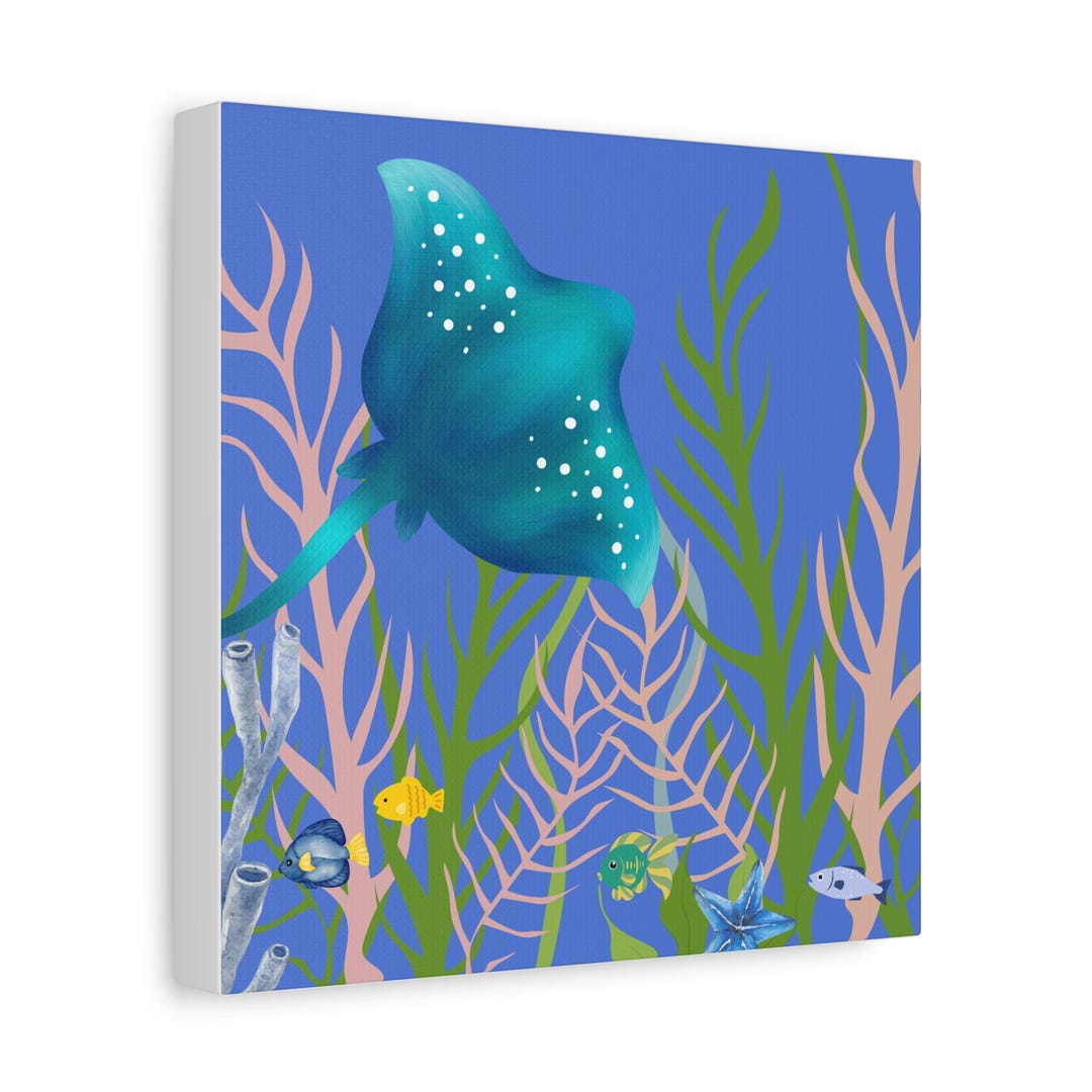Maritime Wall Art - Stingray Design, Ocean Vibe Home Decor, Colorful ...