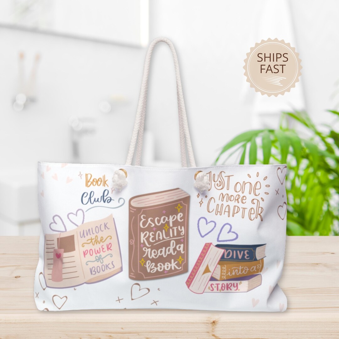 Book Design Weekender Bag, Book Lover's Gift, Bag for Books, Book Club ...