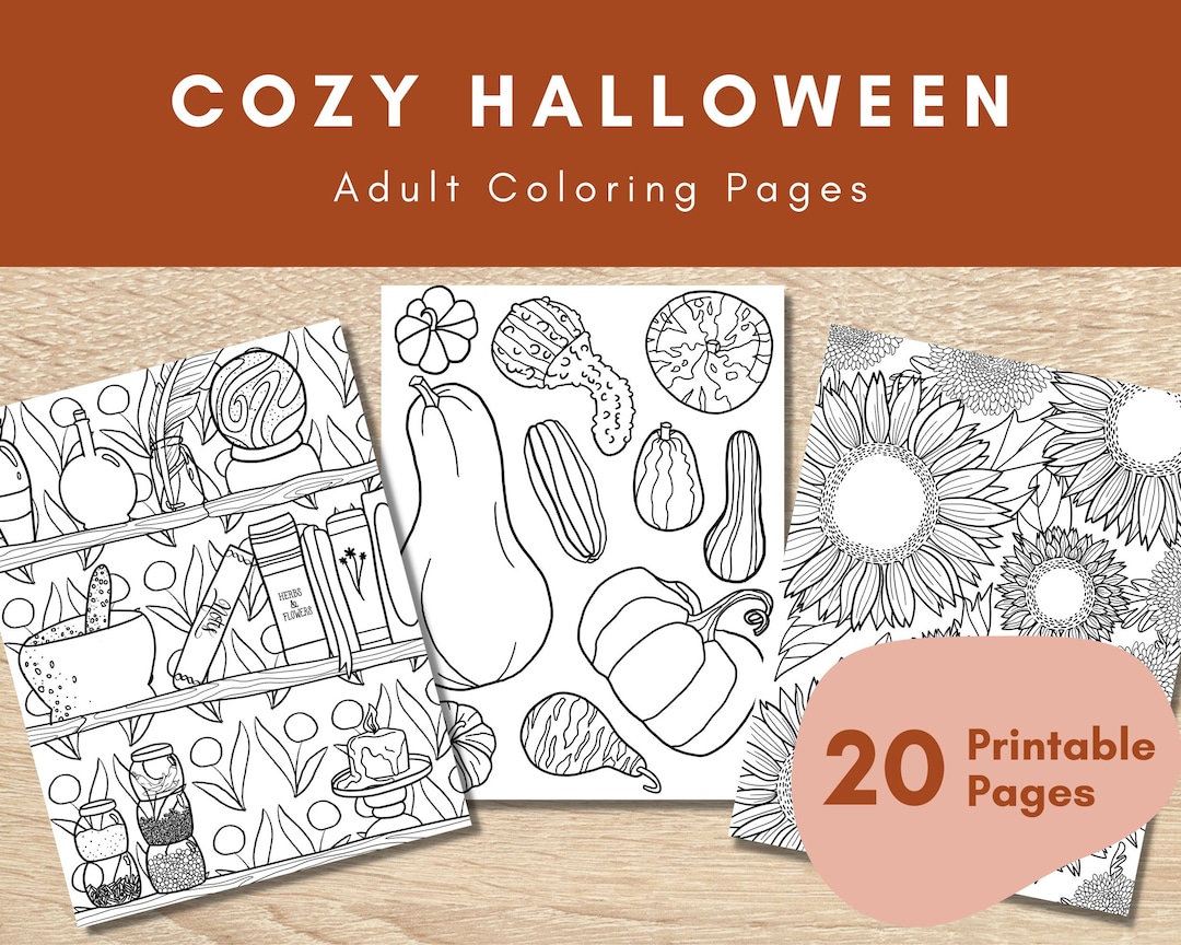 Halloween Coloring Pages Bundle, Printable Fall Coloring Book, Autumn ...