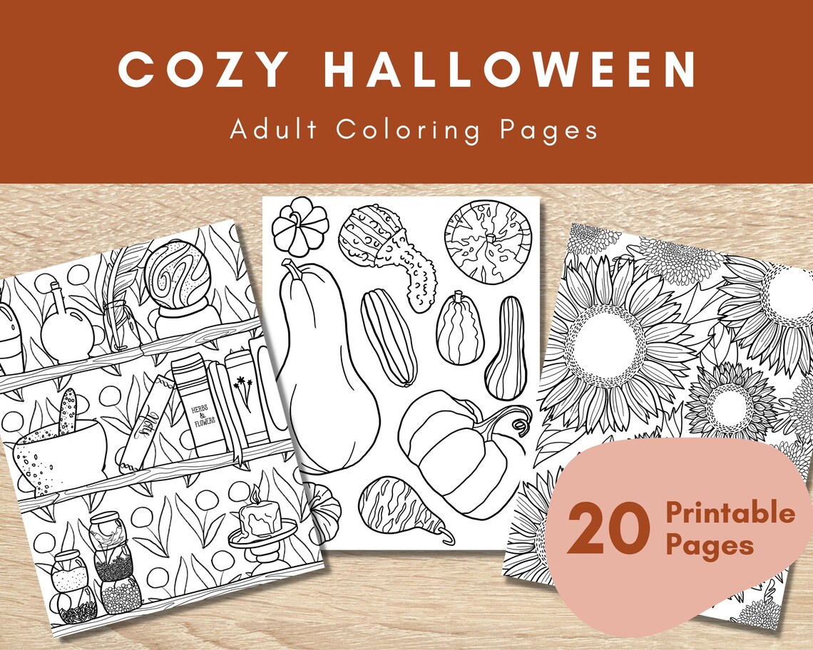 Halloween Coloring Pages Bundle, Printable Fall Coloring Book, Autumn ...