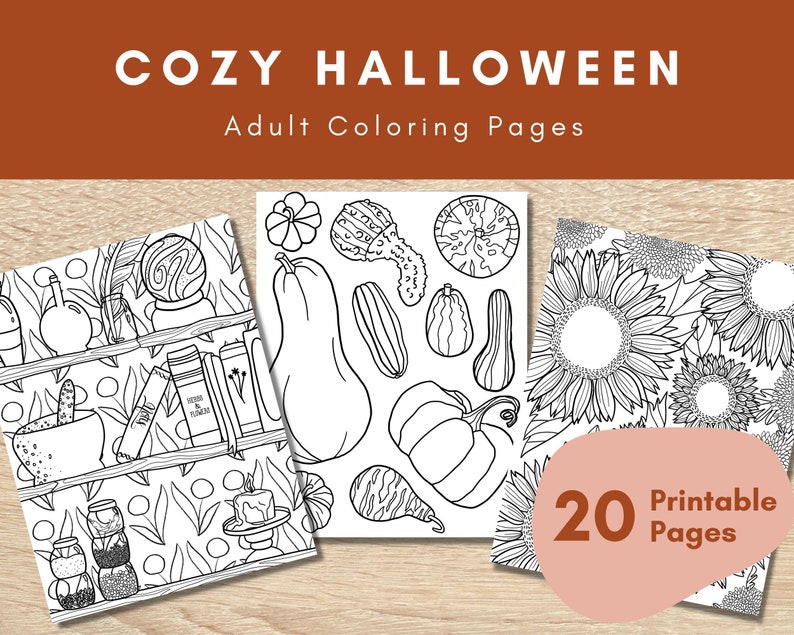 Halloween Coloring Pages Bundle, Printable Fall Coloring Book, Autumn ...