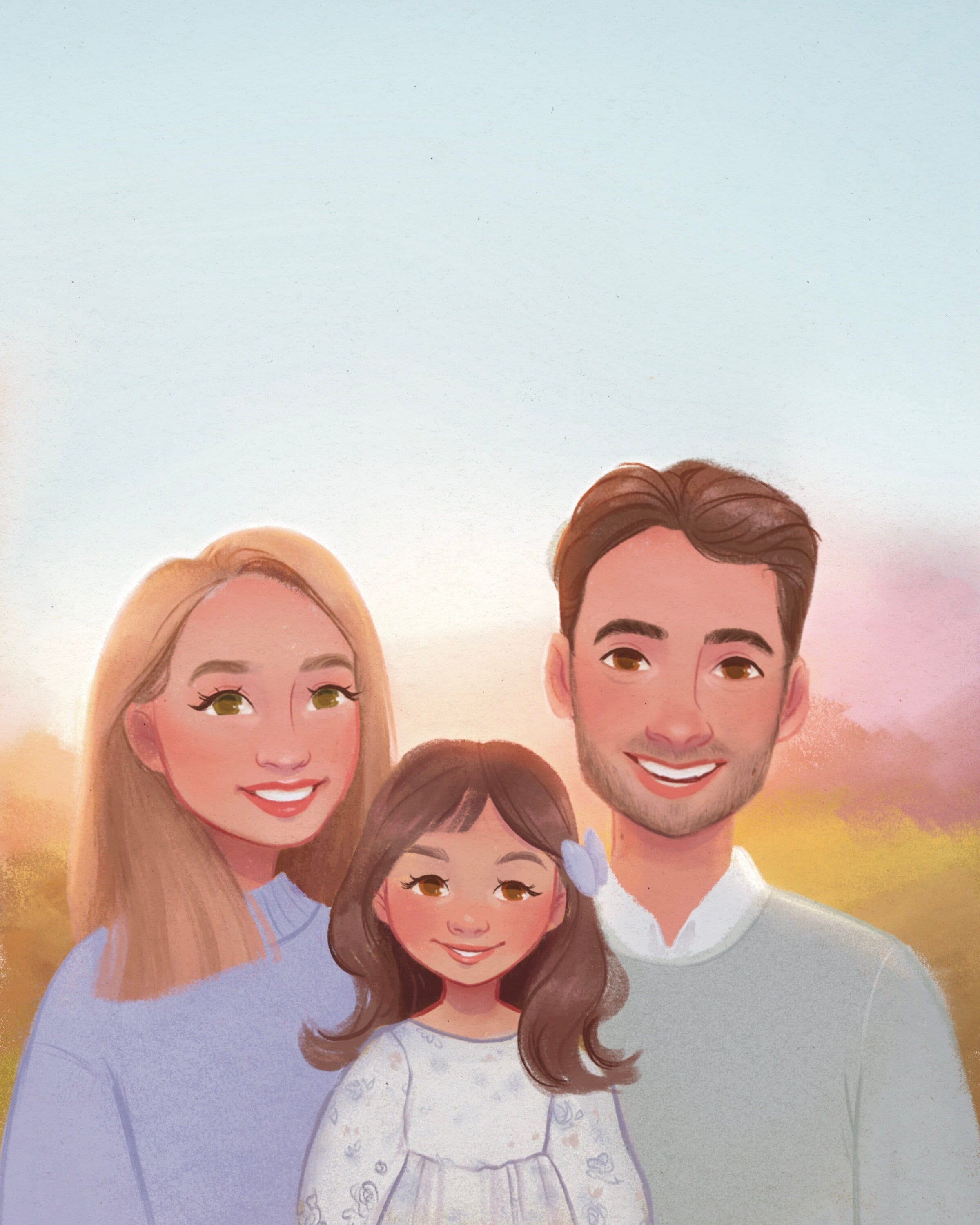 Custom Family Portrait, Couple Cartoon Illustration, Portrait From ...