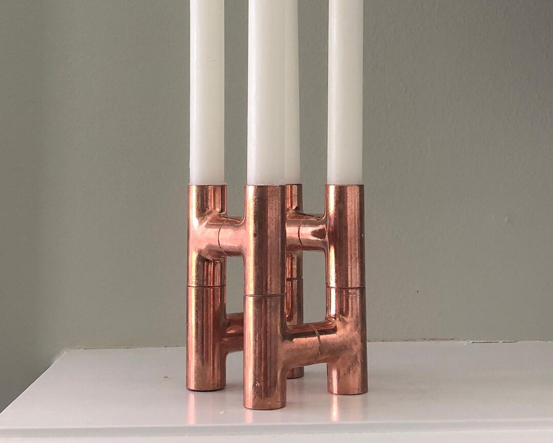 Small - Copper Candelabra - (4) Four 1/2" or 5/8" Diameter Candle ...