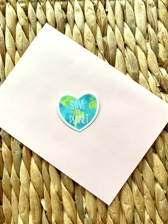 Save the Planet Heart Earth Sticker | Etsy