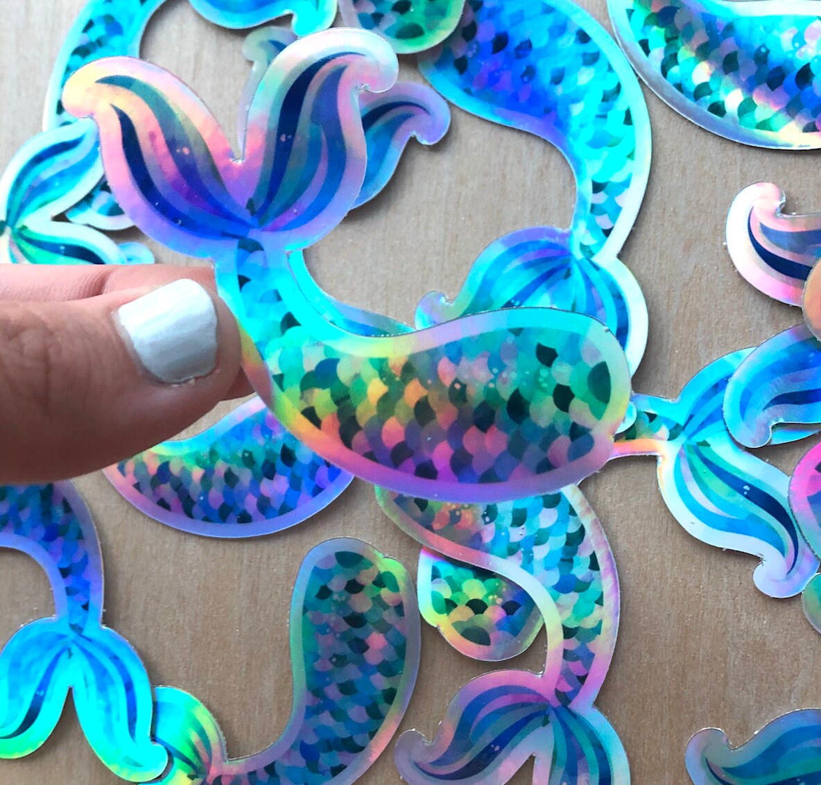Holographic Mermaid Tail Sticker Teal Mermaid Tail | Etsy