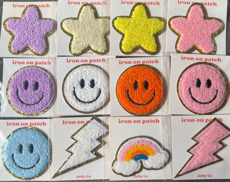 Fuzzy Iron on Patches Chenille Gold Glitter Border Patches - Etsy