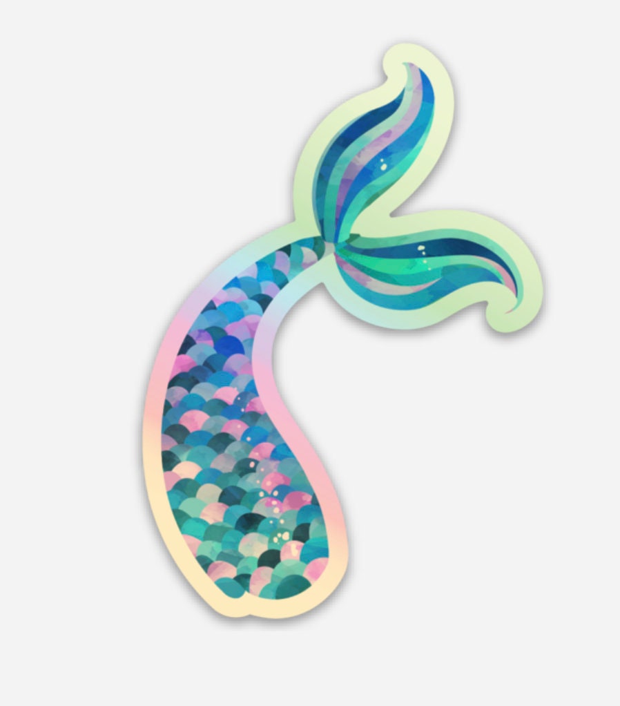 Holographic Mermaid Tail Sticker Teal Mermaid Tail | Etsy