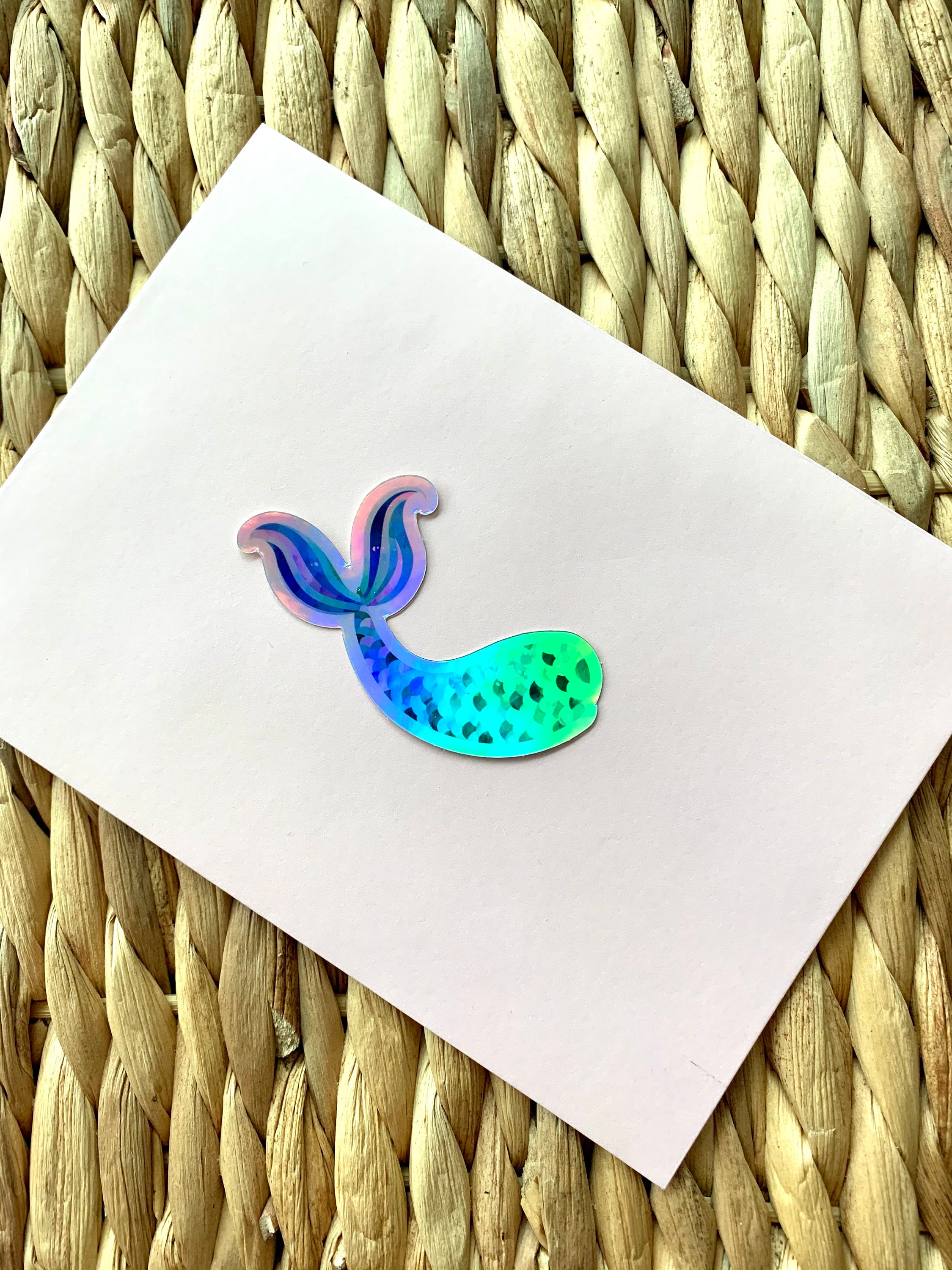 Holographic Mermaid Tail Sticker Teal Mermaid Tail | Etsy