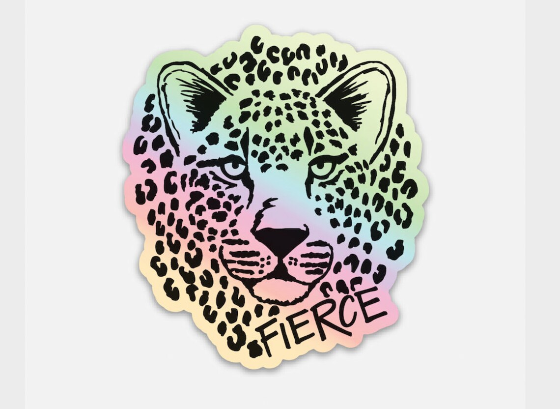 Holographic Snow Leopard Sticker Fierce Sticker Trendy - Etsy