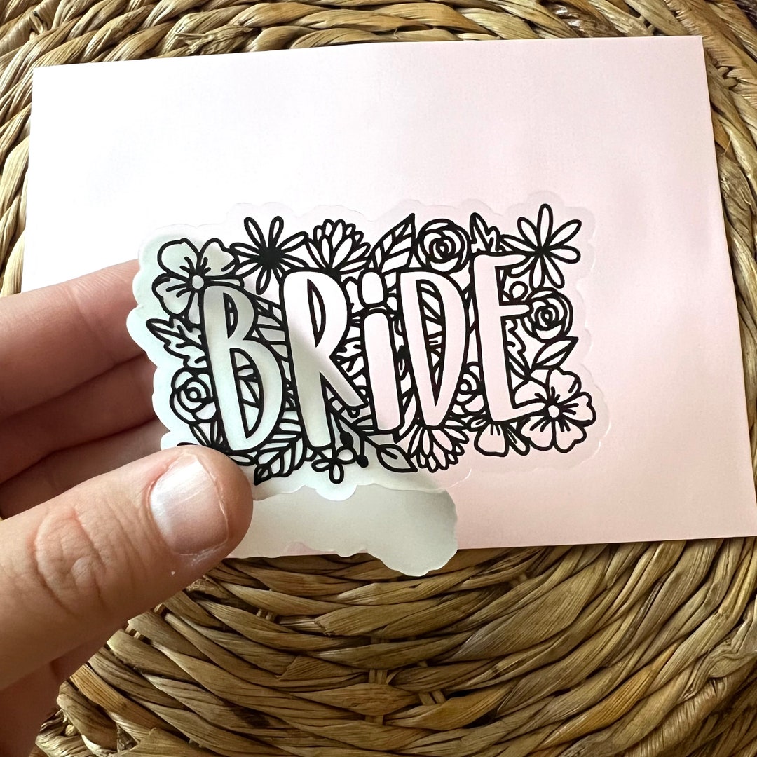 Bride Clear Sticker Floral Bridesticker Waterproof Sticker - Etsy