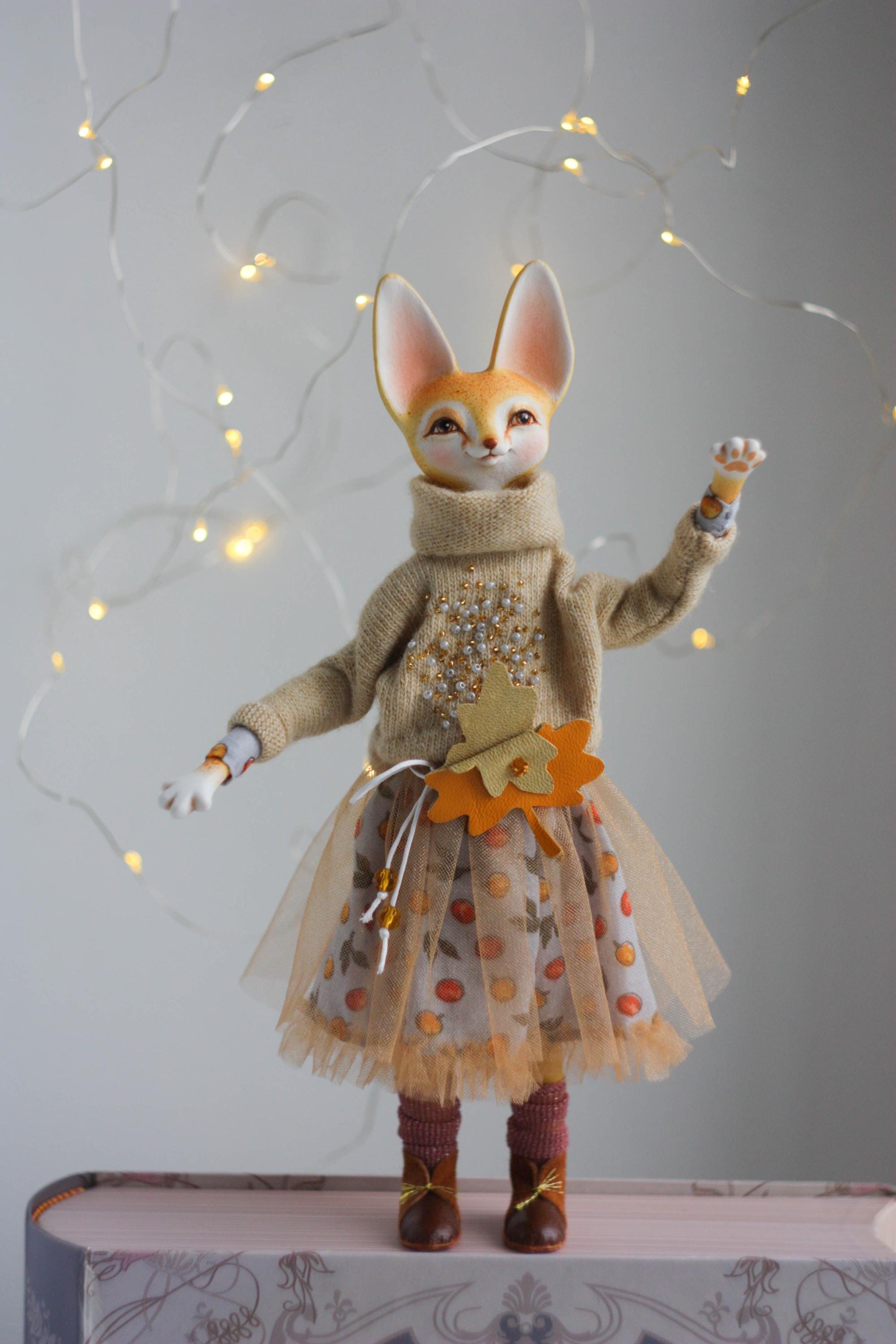 Beige Fennec Fox Art Doll: Handmade OOAK Collectible Toy - Etsy