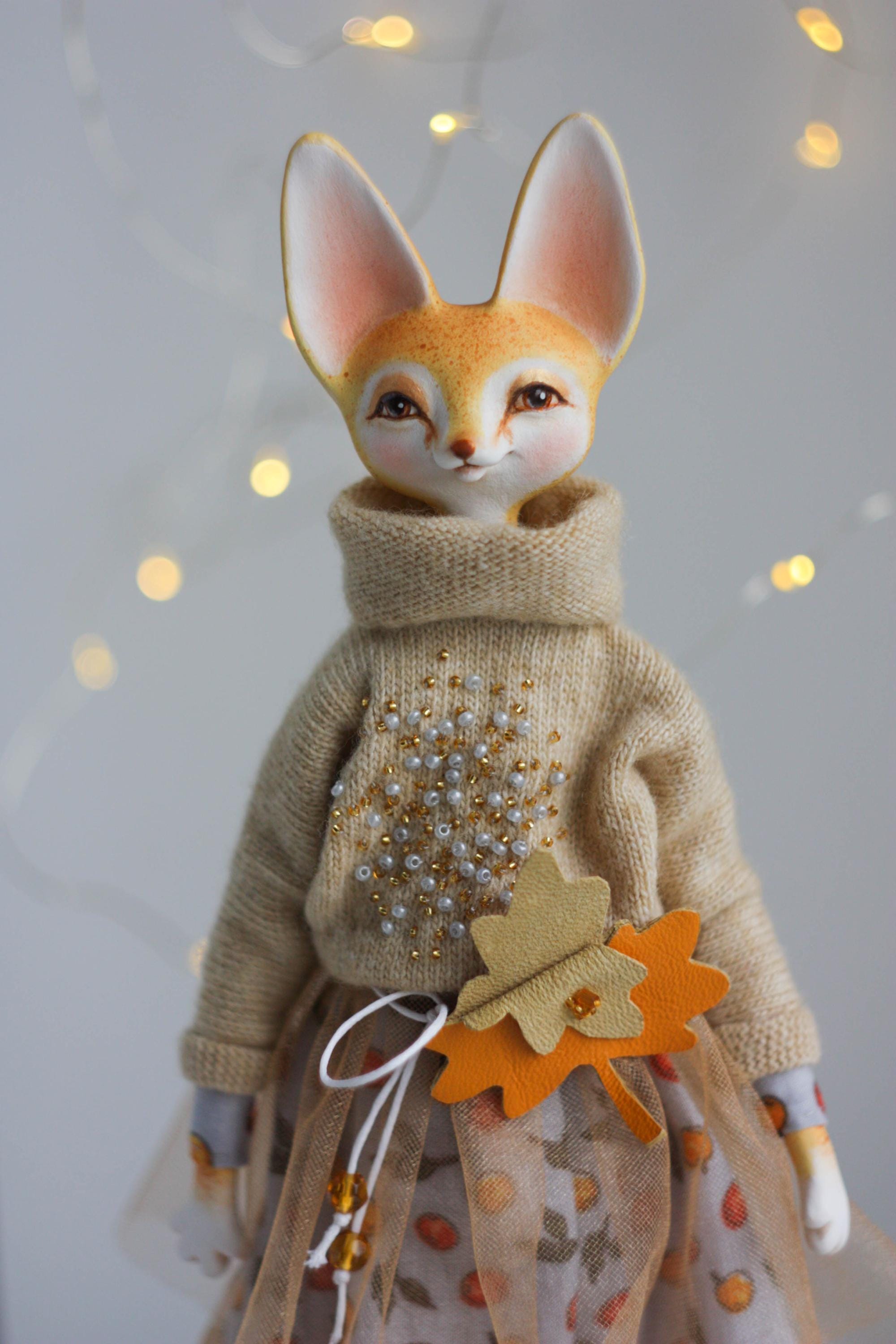 Beige Fennec Fox Art Doll: Handmade OOAK Collectible Toy - Etsy
