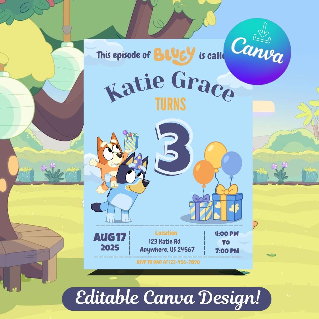 Editable Bluey Birthday Invitation | Editable Party Invite | Bluey ...