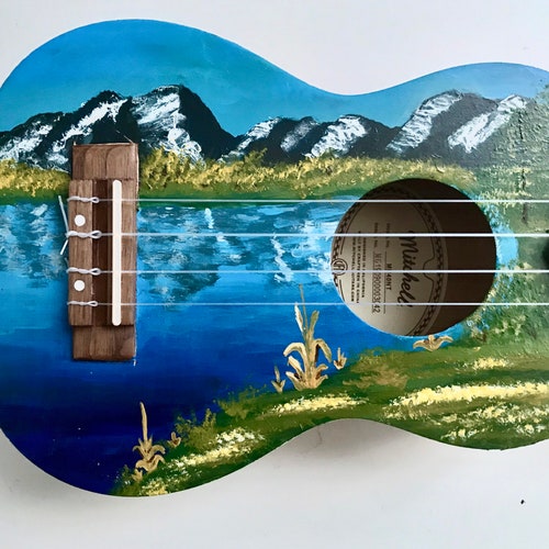 Ukulele With Hand-painted Tiki Island Design Around Sides | Etsy