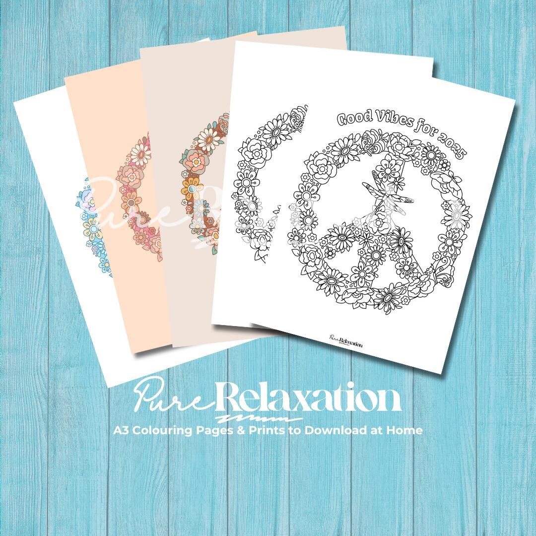 Floral Peace Symbol DIGITAL Colouring Pages & DIGITAL Prints. Adult ...