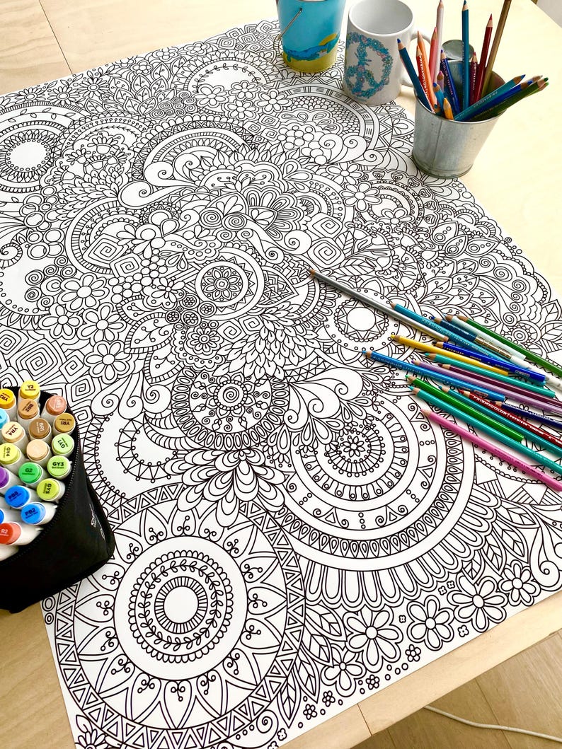 Mandala Colouring Challenge 2, Size A1, A2 and A3 , Large Adult ...