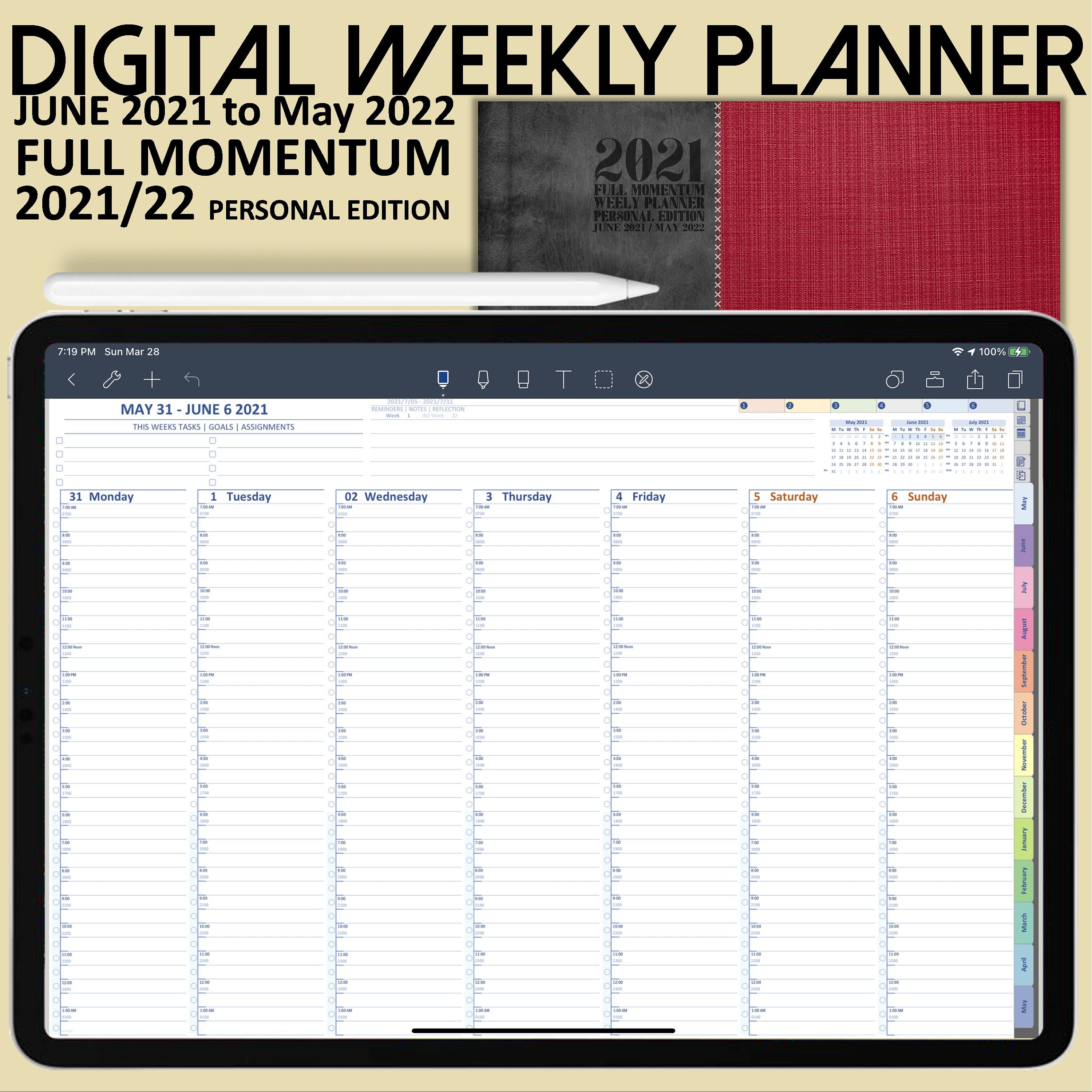 Paper & Party Supplies Hyperlinked iPad Instant Download Printable 2021 ...