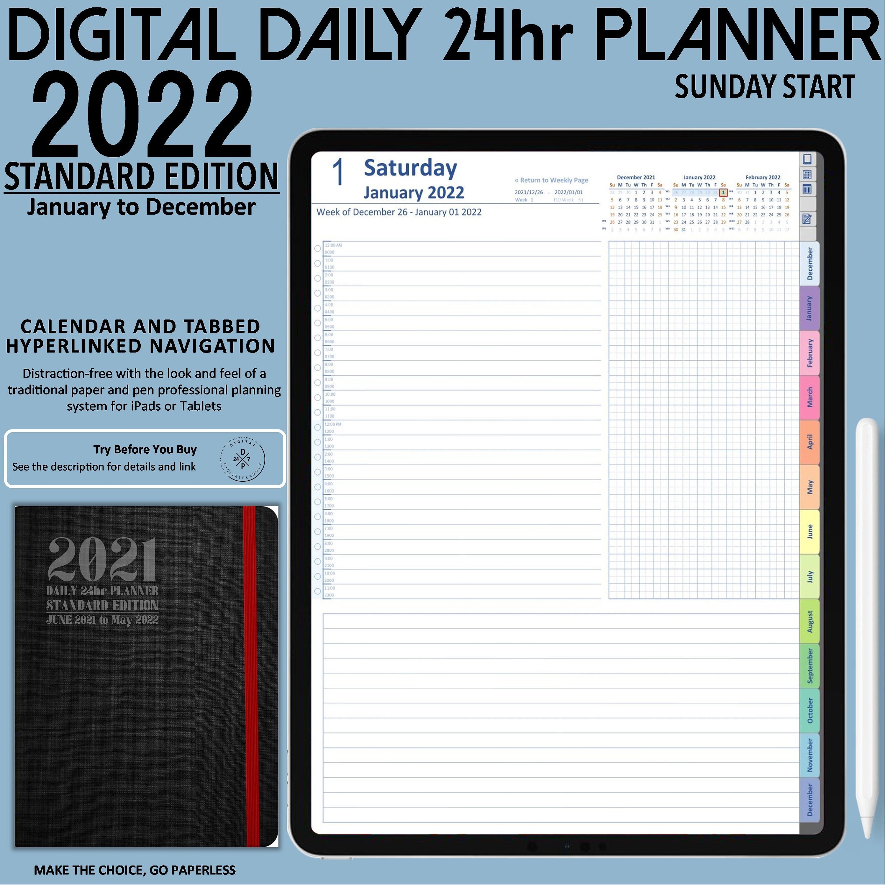 Paper & Party Supplies Hyperlinked iPad Instant Download Printable 2021 ...