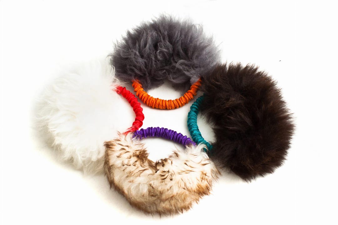 Sheepskin Bungee Dog Tug Toy: Natural Fur, Flexible Handle - Etsy