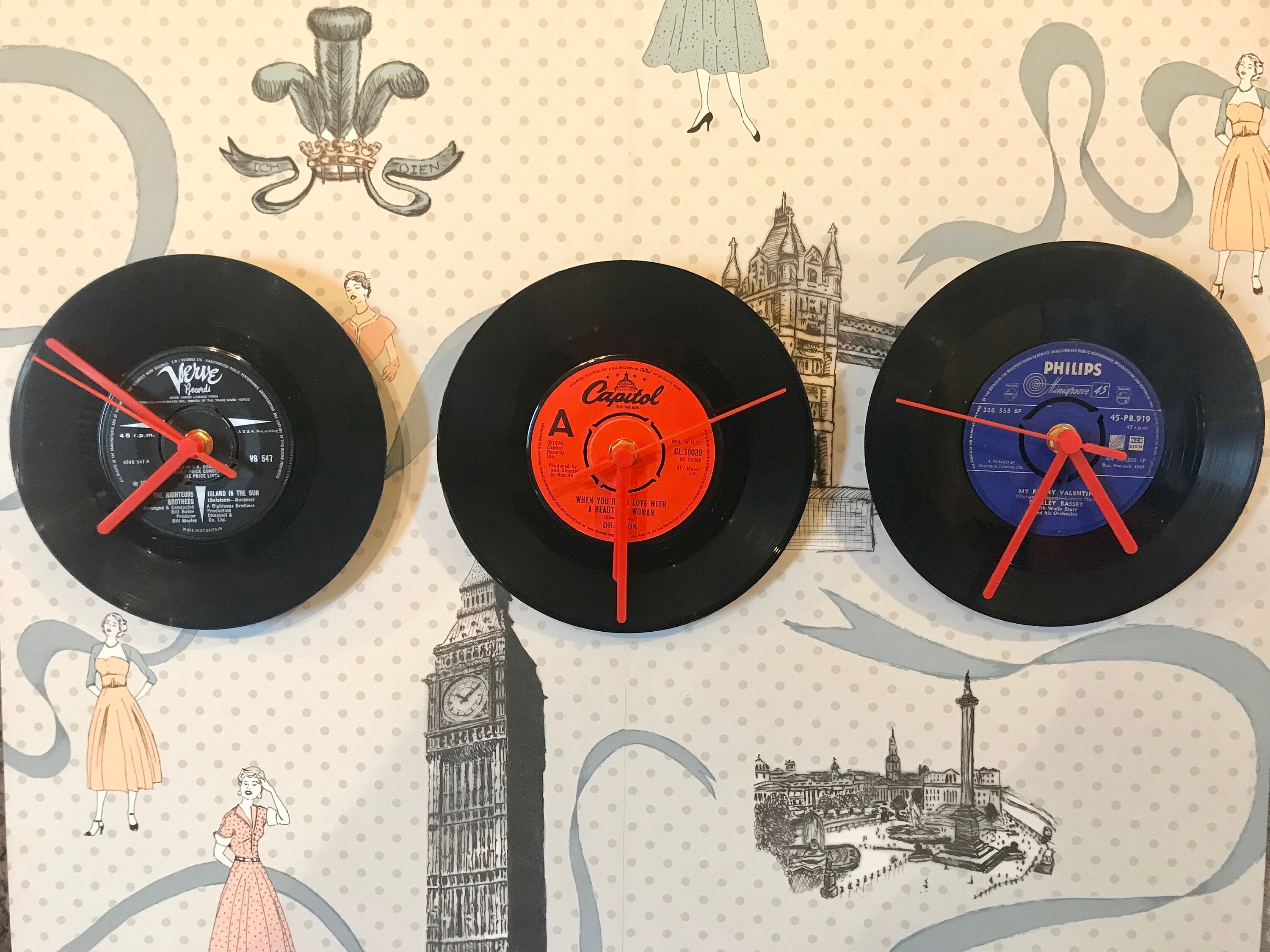 Unique Upcycled 7 45rpm Record Clocks 100 Titles Available Made to ...