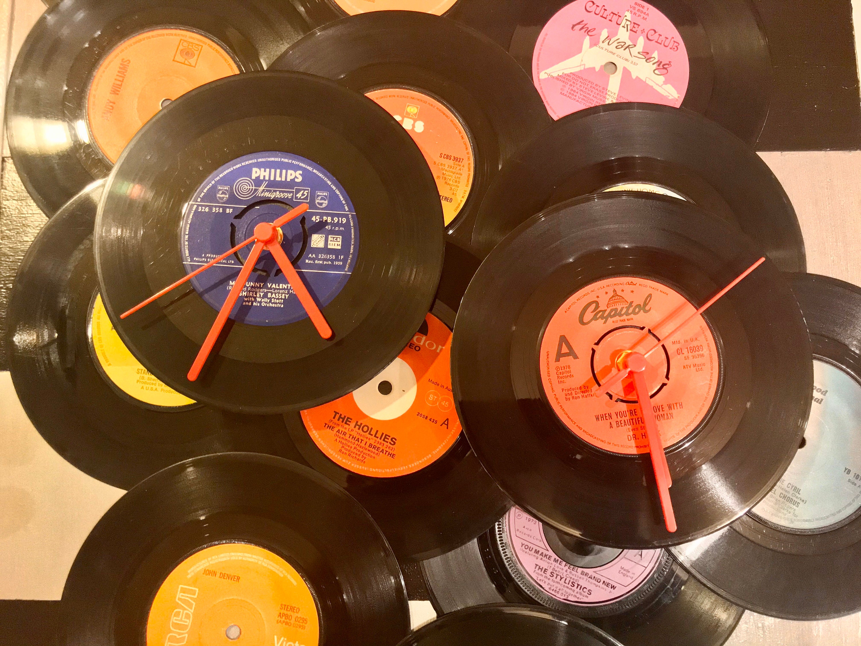 Unique Upcycled 7 45rpm Record Clocks 100 Titles Available Made to ...