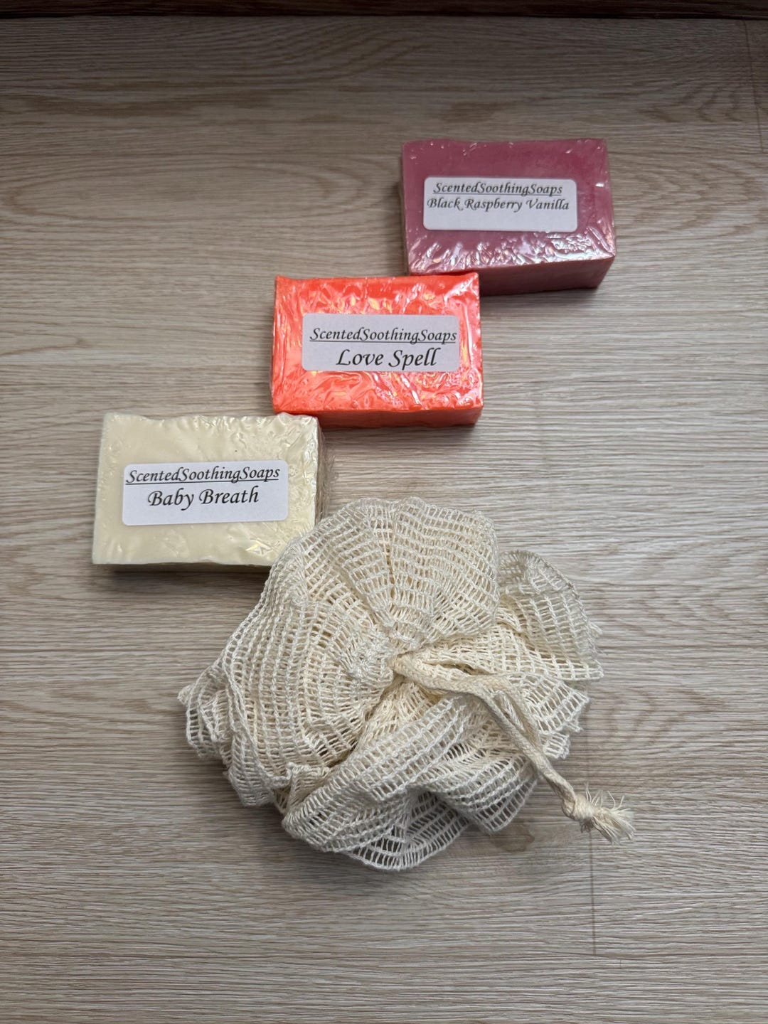 3 All Natural Homemade Face and Body Bar With Ramie Mesh Pouf - Etsy