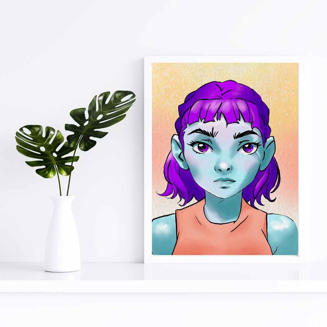 Alien Girl Art Print Unframed Print Portrait Illustration Fantasy ...