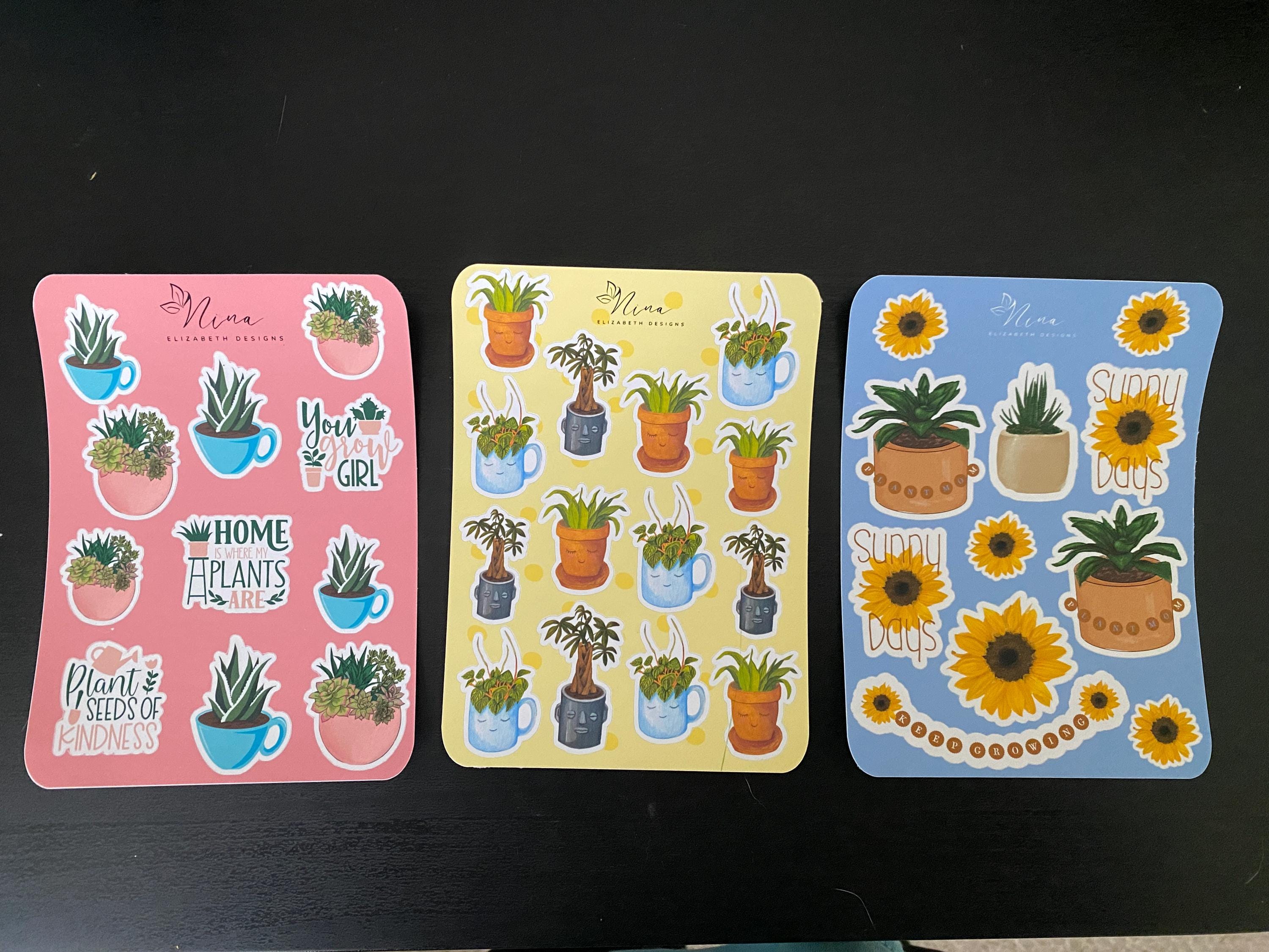 Pink Flower Sticker Sheet - 4x6 Sticker Sheet, Plant Lover Stickers ...