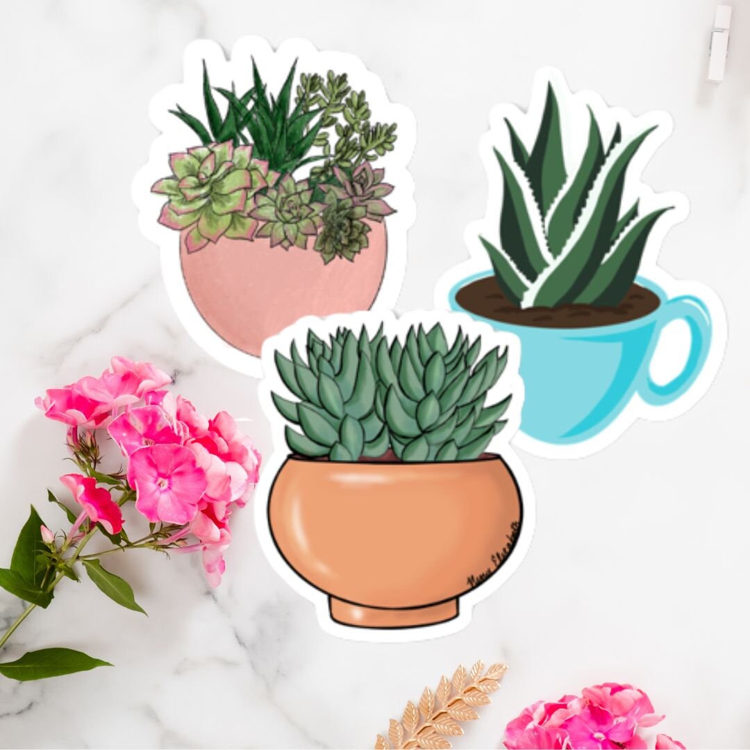 Plant Sticker Set - Set of 3 Stickers, Plant Stickers, Laptop Stickers ...