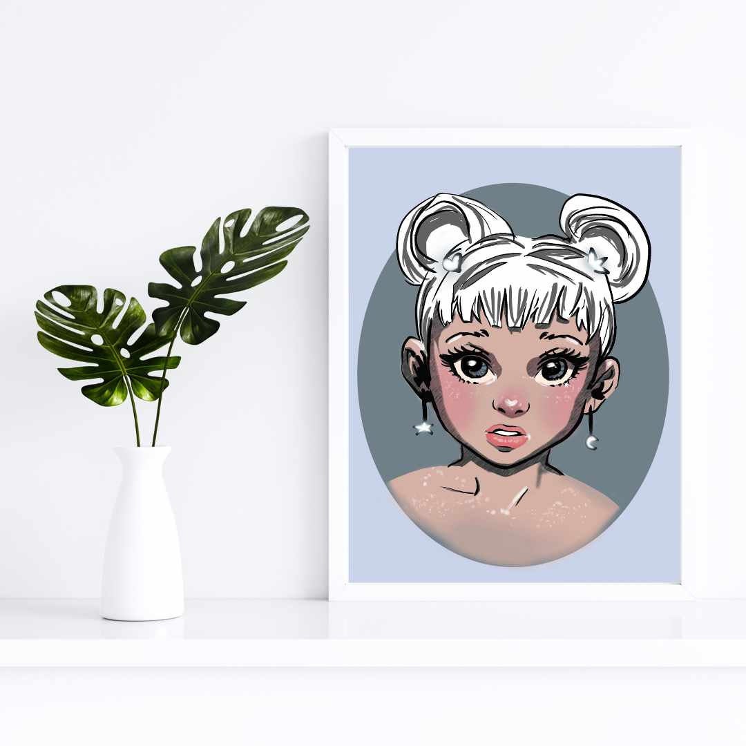 Cute Wall Art Print - Unframed Print - Portrait Illustration - Graphic ...